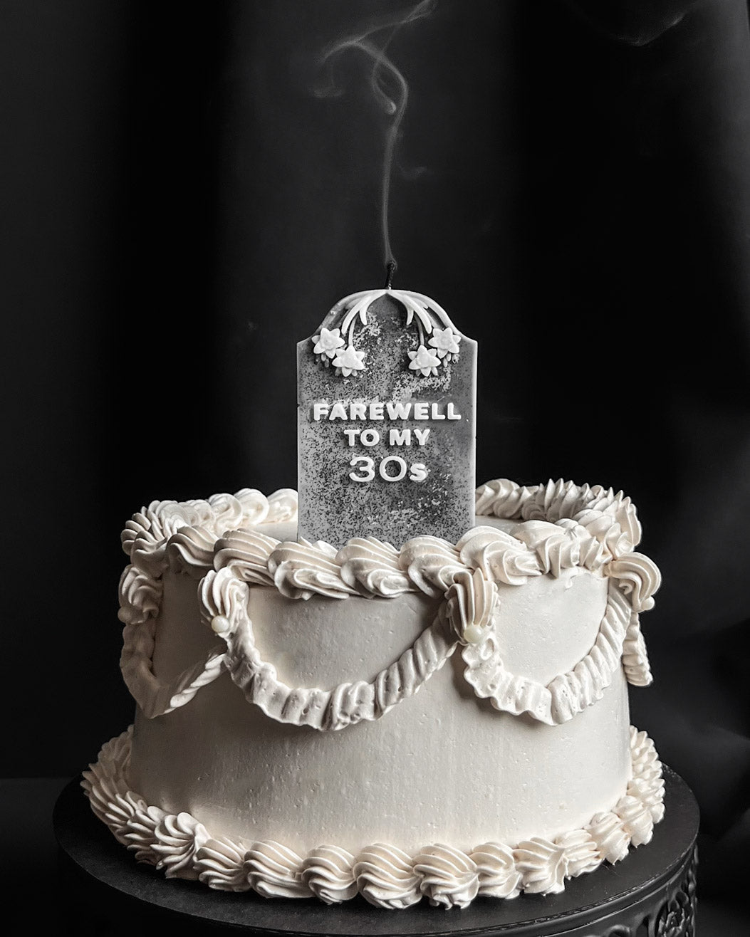Farewell to my 30s ~ Tombstone Candle – Graveyard Wanders